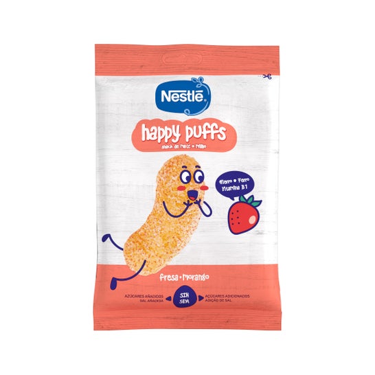 Nestlé Happy Puffs Snack Maíz Fresa 28g | PromoFarma