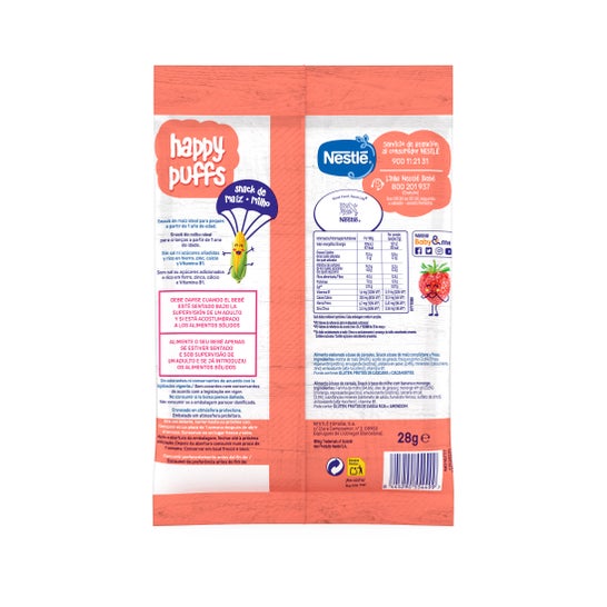 Nestlé Happy Puffs Snack Maíz Fresa 28g | PromoFarma