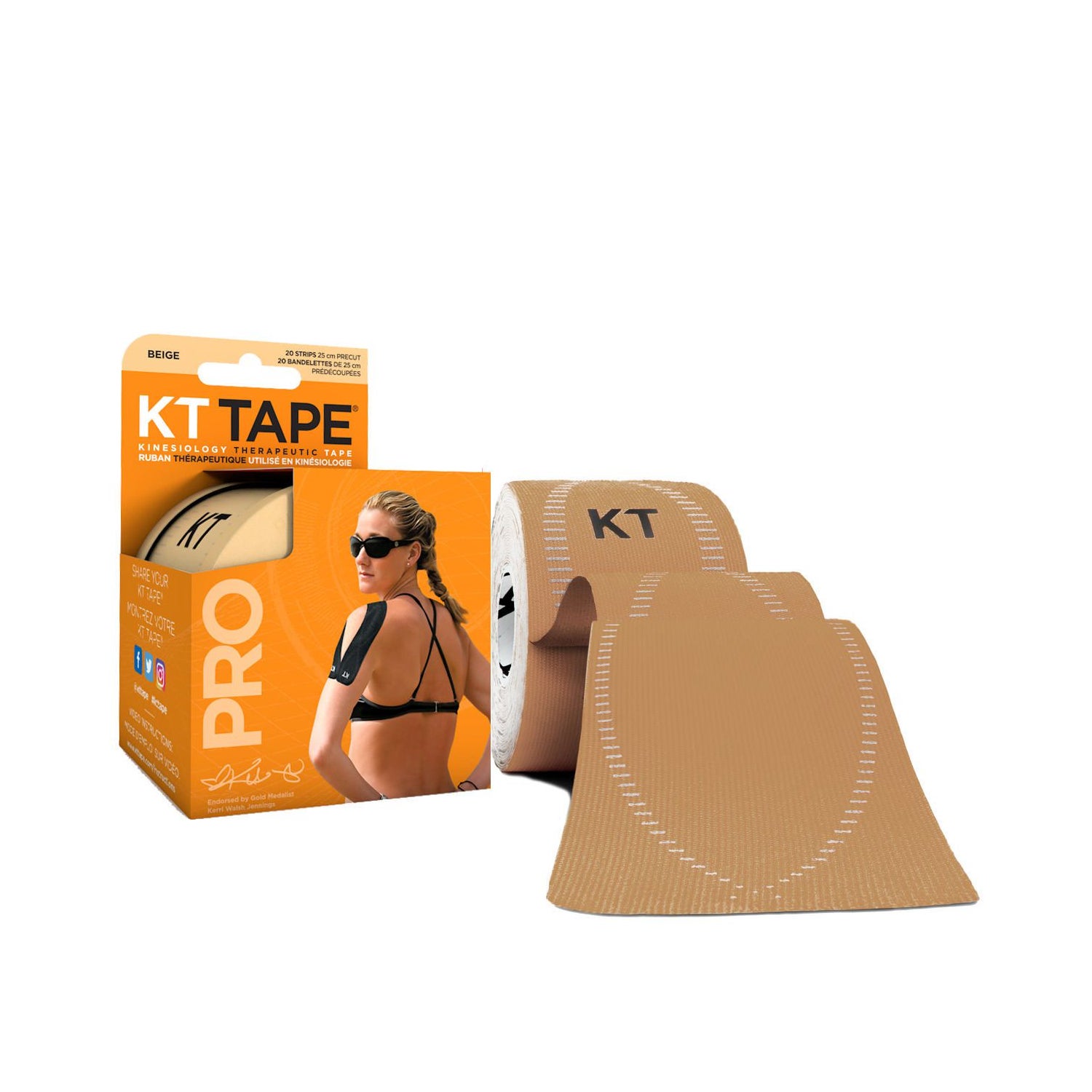 Kt Tape Kt Pro Cinta Precortada 20x25cm Beige 5M 20uds | PromoFarma