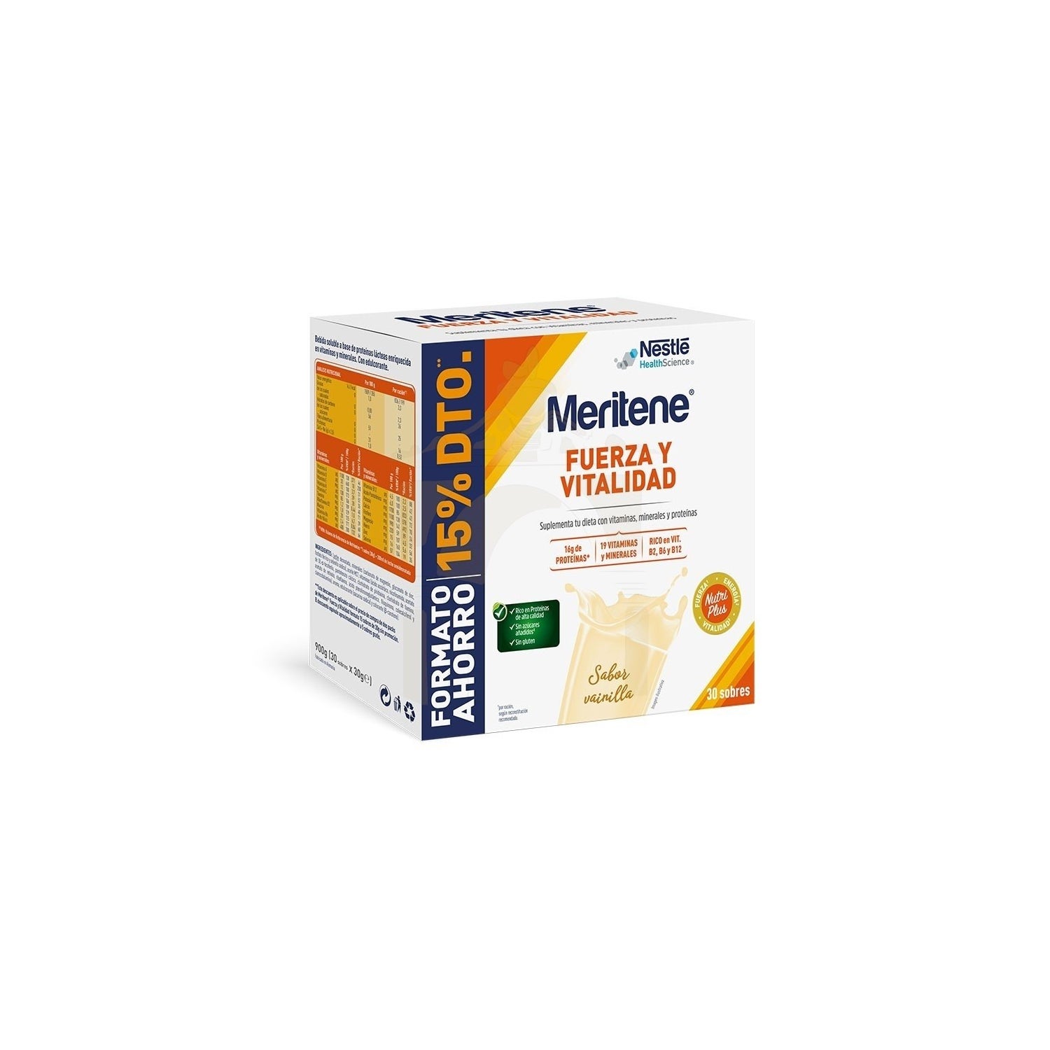 Nestlé Meritene® Fuerza y Vitalidad Sabor Vainilla 30 Sobres | PromoFarma